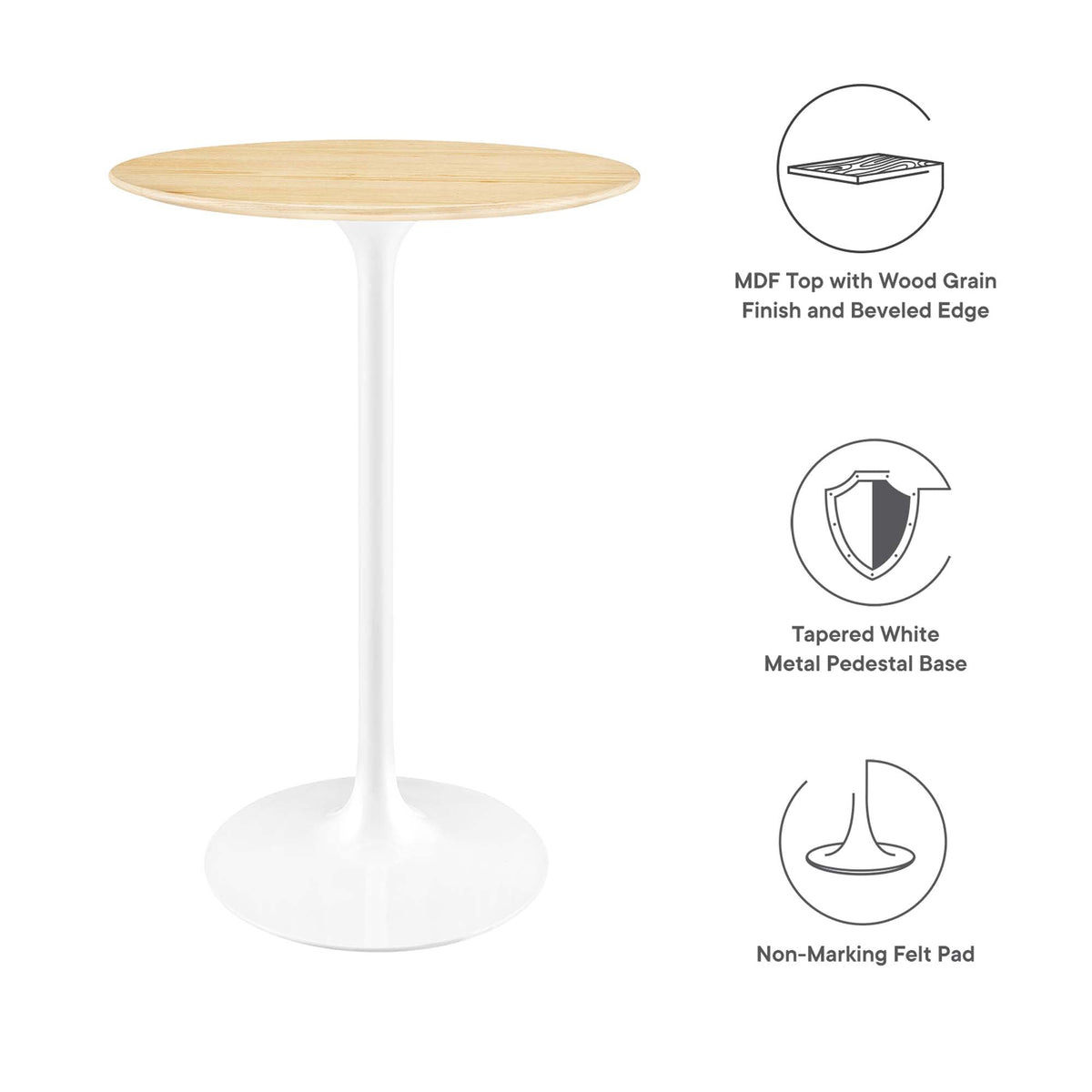 Tulip Bar Table In Natural Top - LuvModern – Luv Modern